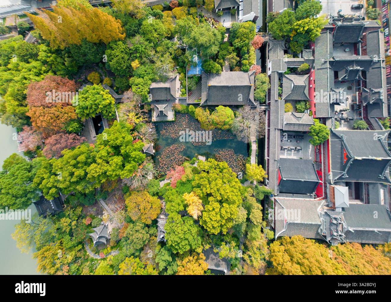 Scenery of Qushui Garden, a classical garden in Qingpu District ...