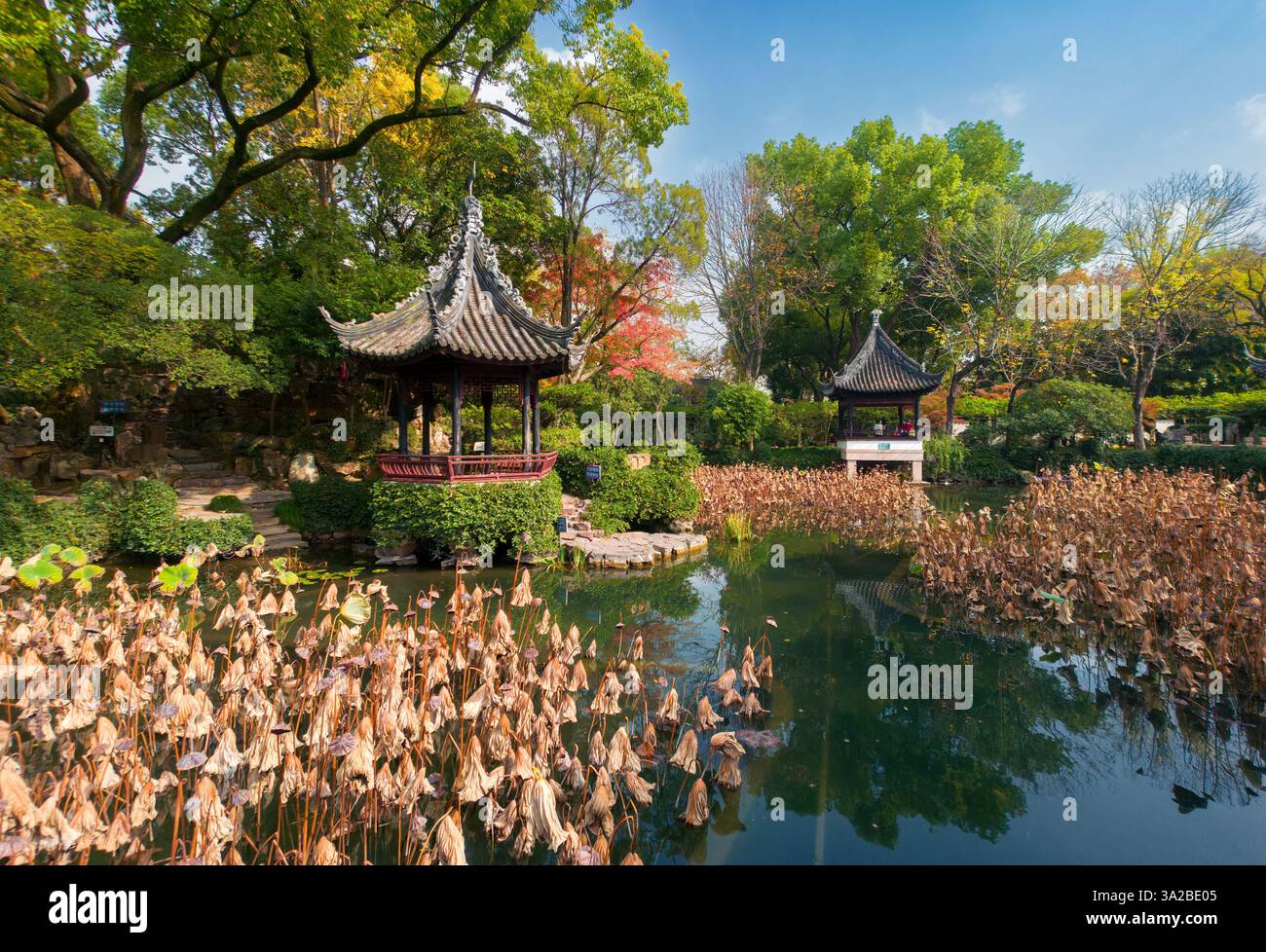 Scenery of Qushui Garden, a classical garden in Qingpu District ...