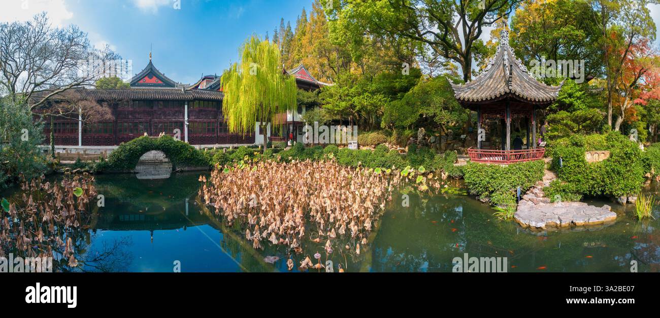 Scenery of Qushui Garden, a classical garden in Qingpu District ...