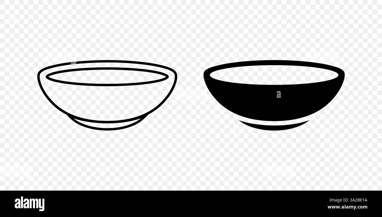 Hand Drawn Bowls Vector Set. Sketch and Silhouette Style Kitchenware ...