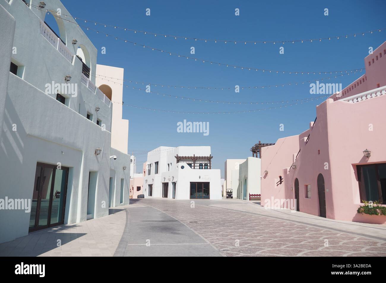 Qatar Doha 2 february 2025, Colorful architecture in desert town at ...