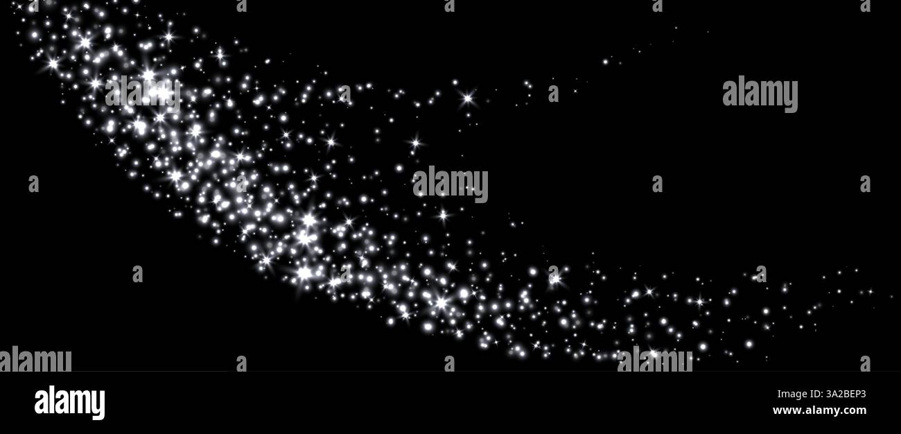 White stars and sparkles, magic star dust background, light effect with ...