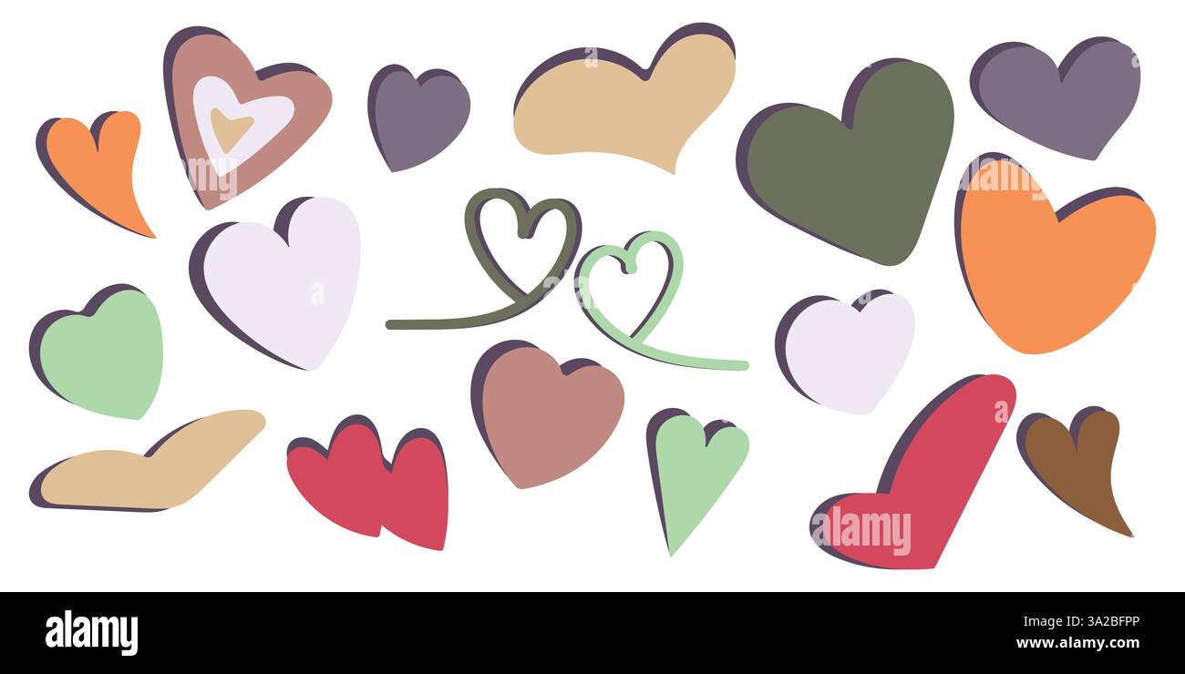 Pastel heart set in muted tones, vector illustration Stock Vector Image ...