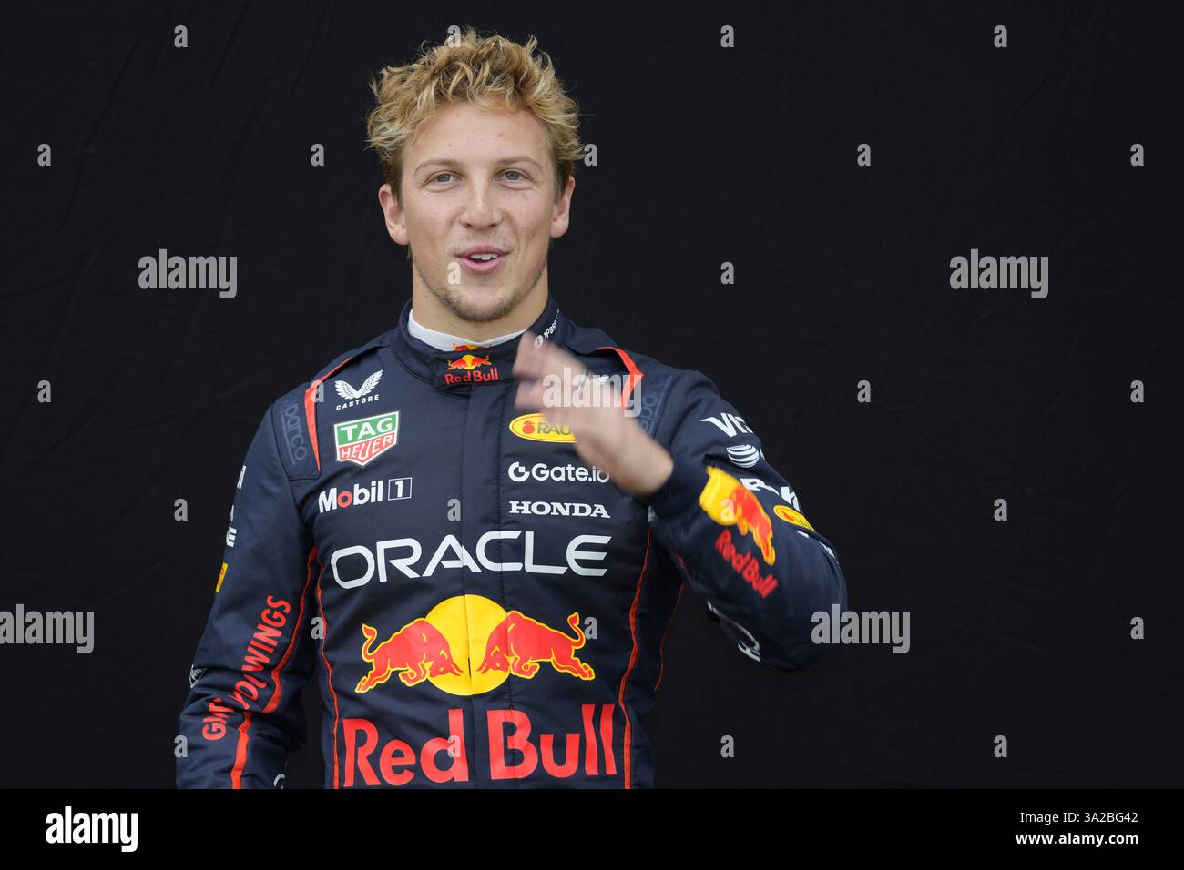 Red Bull driver Liam Lawson of New Zealand during the drivers portrait ...