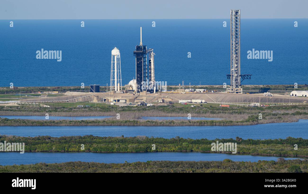 March 12, 2025, Merritt Island, Florida, USA: A SpaceX Falcon 9 rocket ...