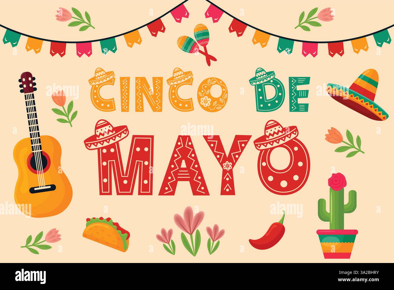 Cinco de mayo set flat vector illustration Stock Vector Image & Art - Alamy