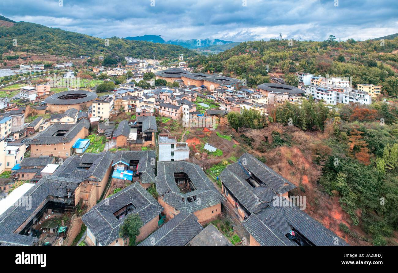 Yongding Scenic Spot, Fujian Earth building Complex, China Stock Photo ...
