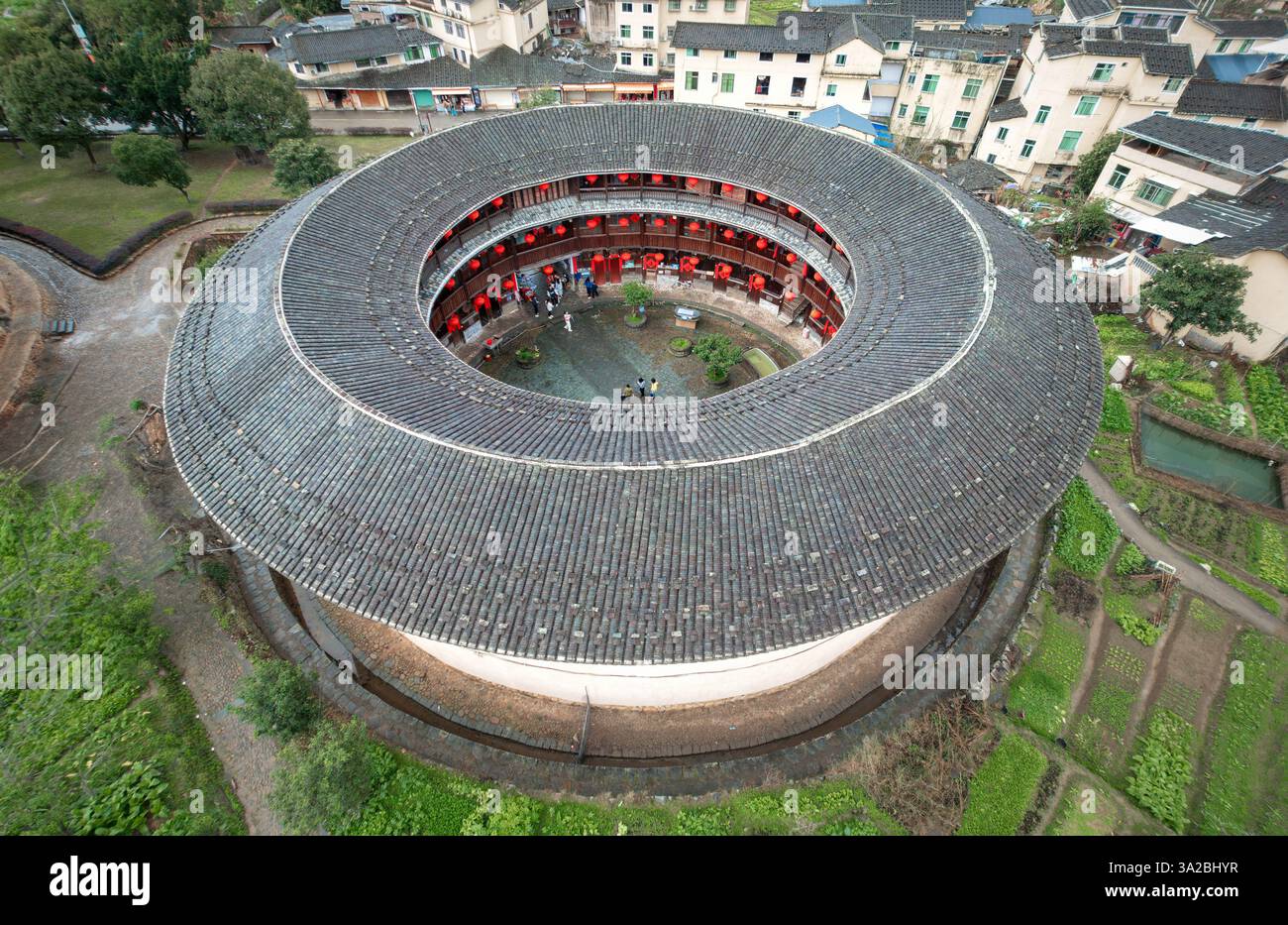 Yongding Scenic Spot, Fujian Earth building Complex, China Stock Photo ...