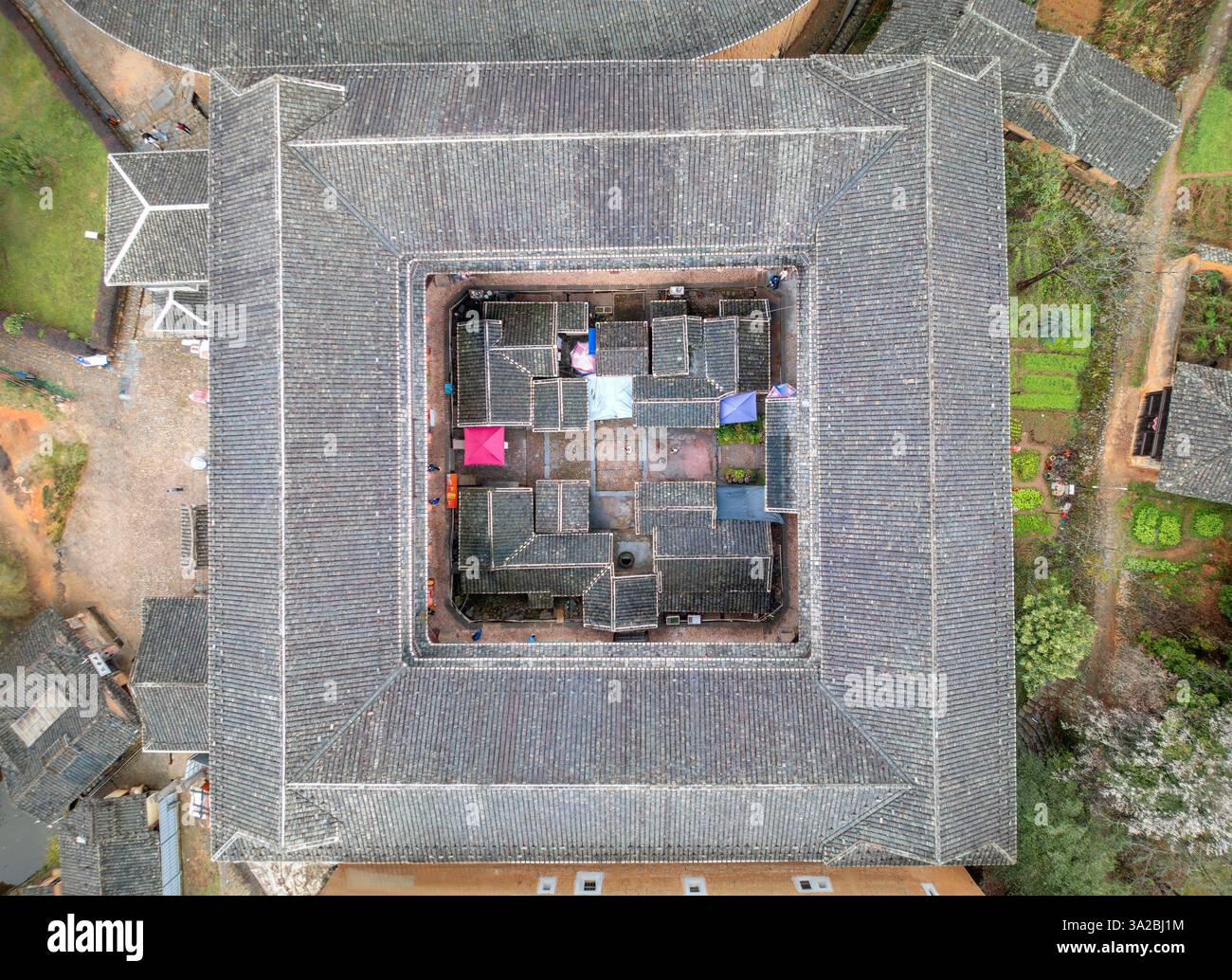 Yongding Scenic Spot, Fujian Earth building Complex, China Stock Photo ...