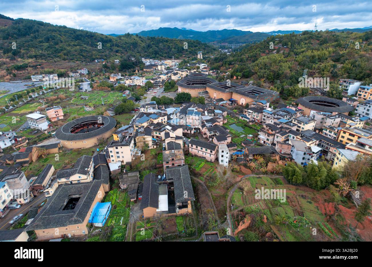 Yongding Scenic Spot, Fujian Earth building Complex, China Stock Photo ...