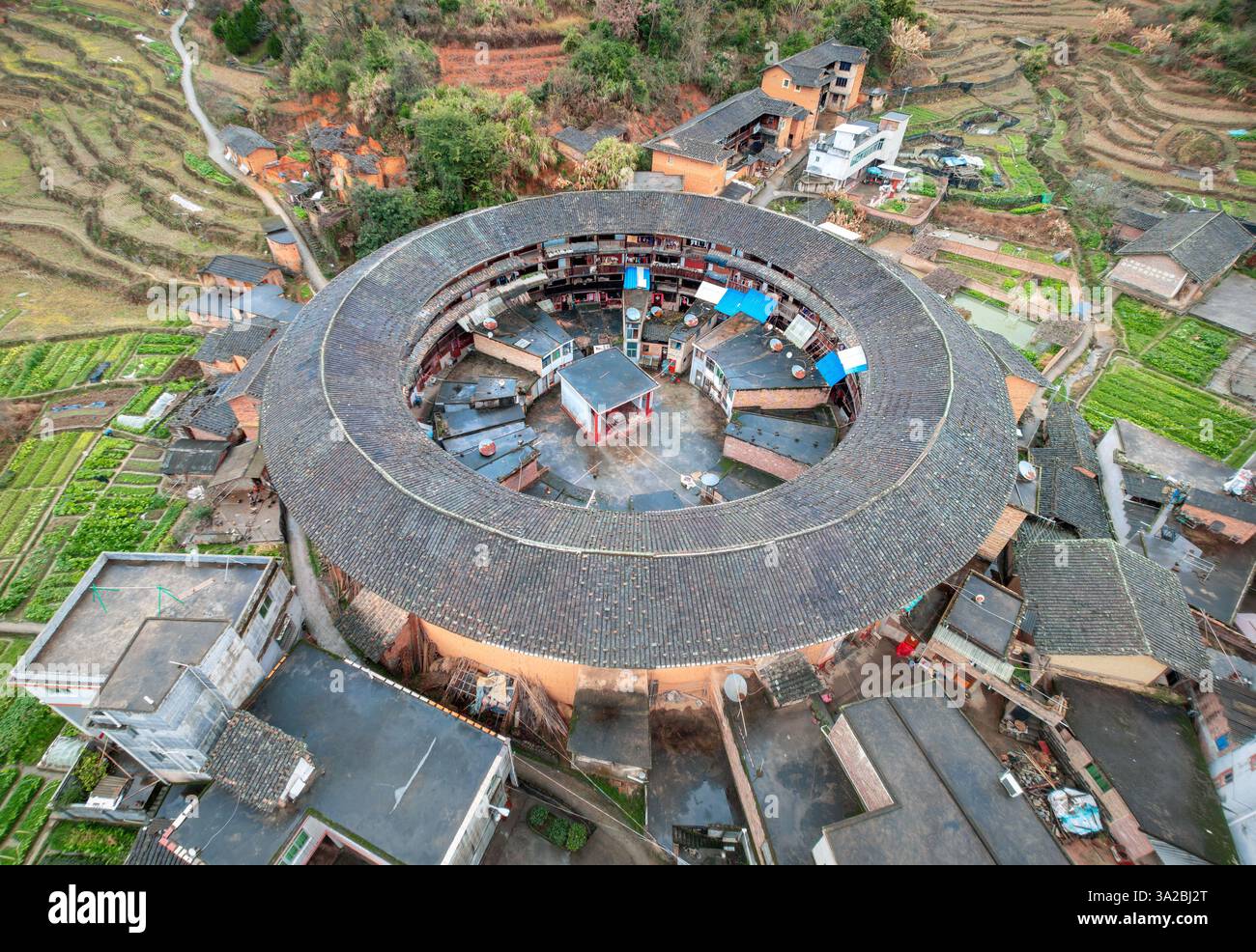 Yongding Scenic Spot, Fujian Earth building Complex, China Stock Photo ...
