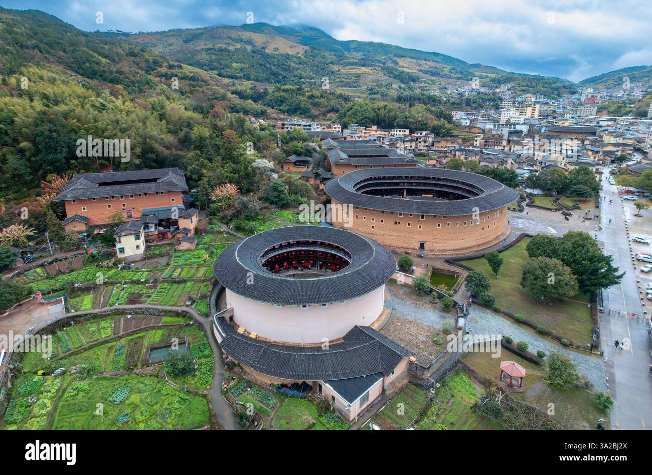 Yongding Scenic Spot, Fujian Earth building Complex, China Stock Photo ...