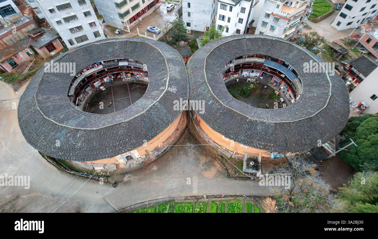 Yongding Scenic Spot, Fujian Earth building Complex, China Stock Photo ...