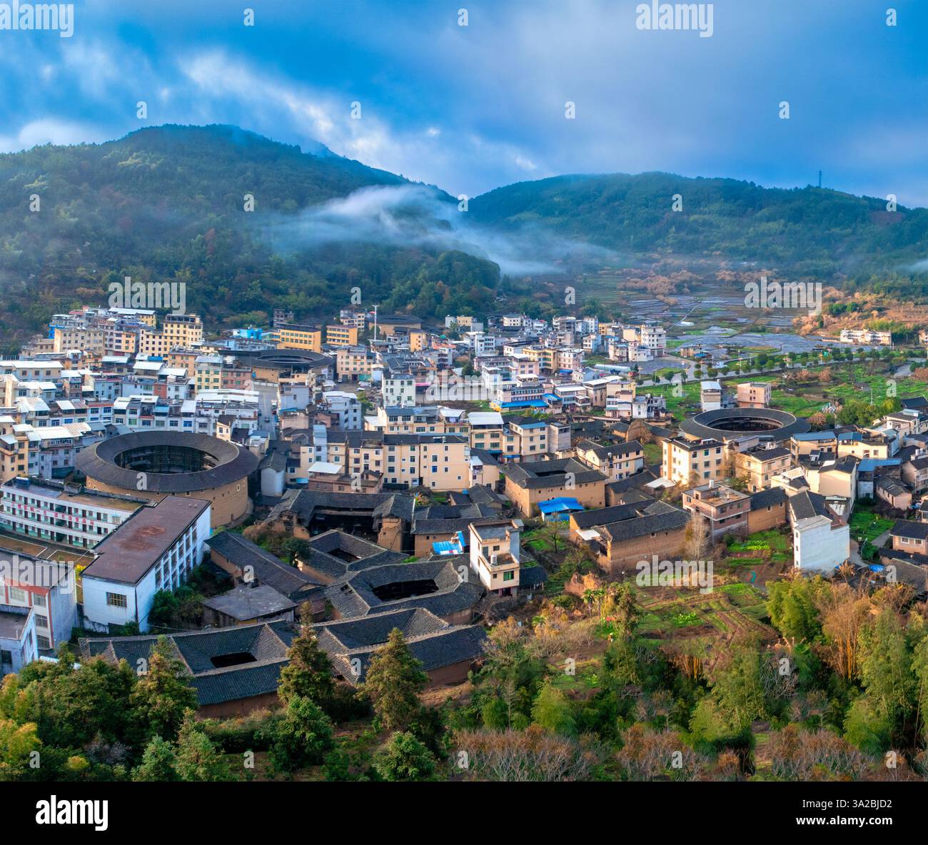 Yongding Scenic Spot, Fujian Earth building Complex, China Stock Photo ...