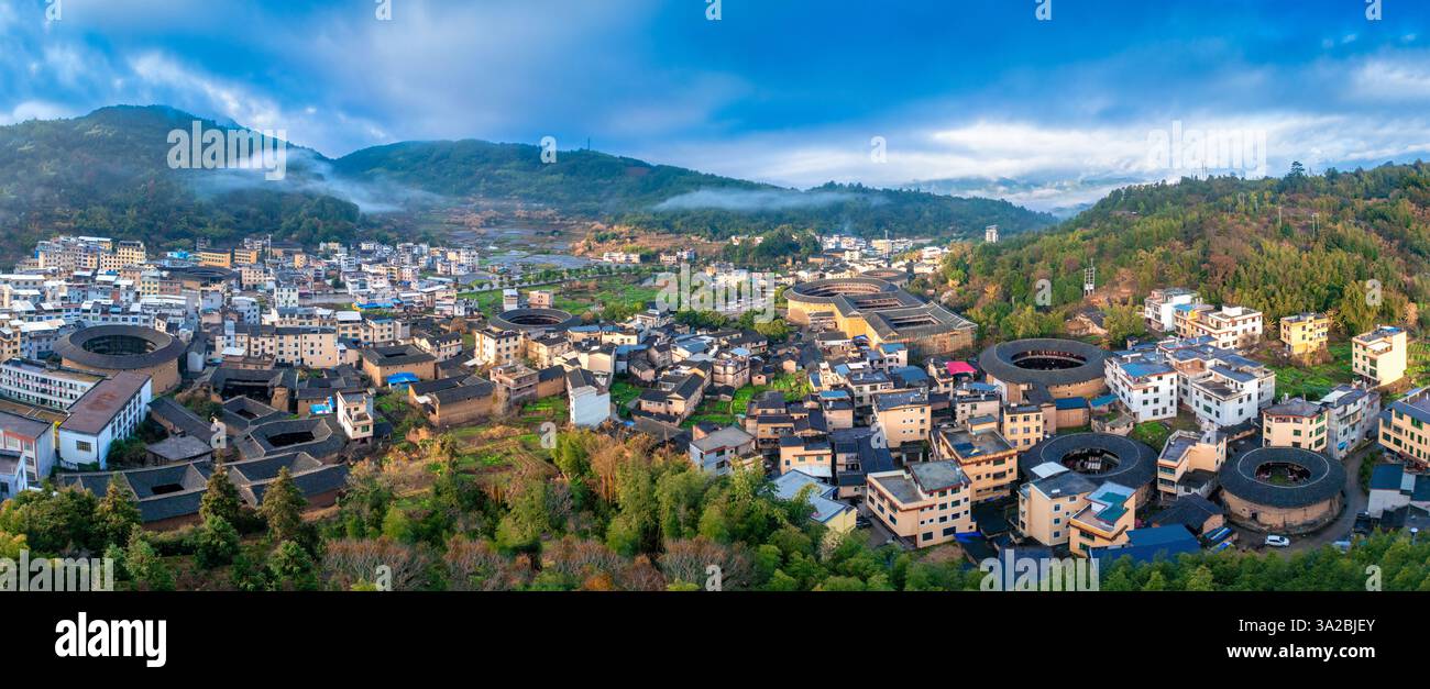 Yongding Scenic Spot, Fujian Earth building Complex, China Stock Photo ...