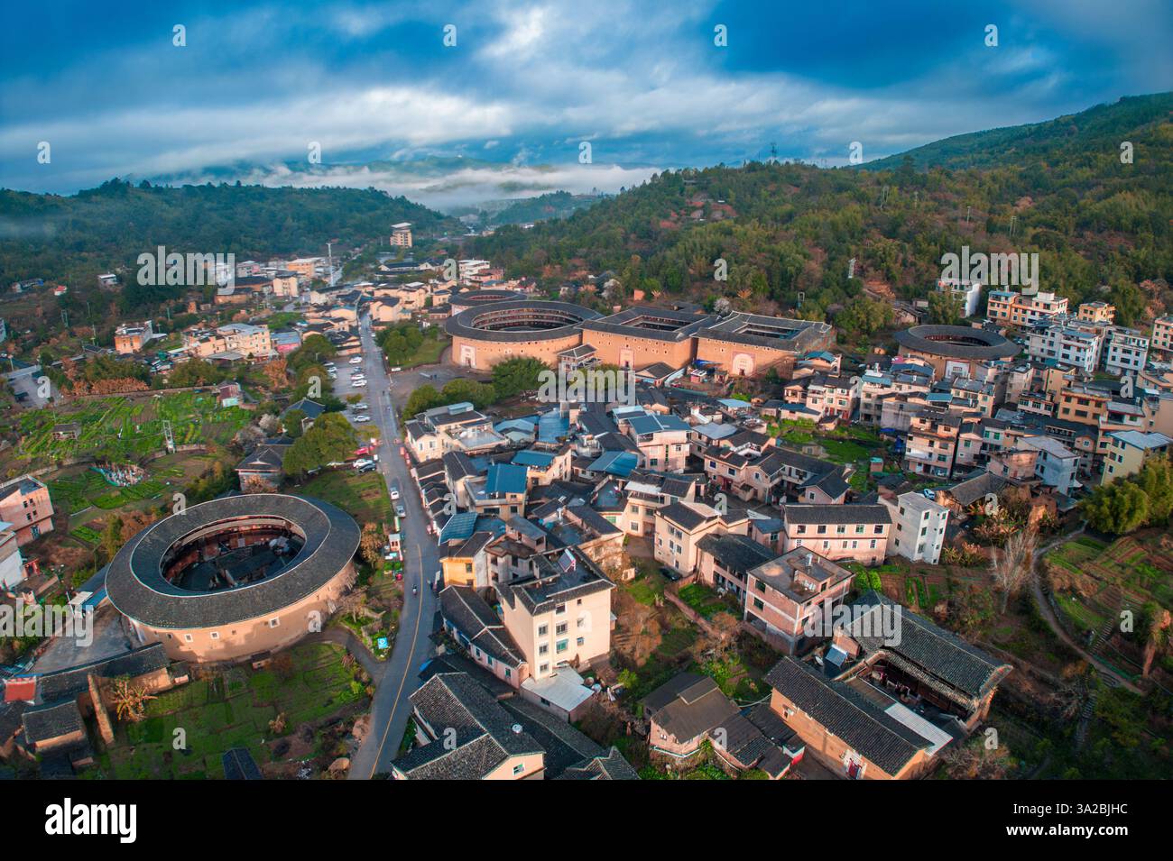 Yongding Scenic Spot, Fujian Earth building Complex, China Stock Photo ...