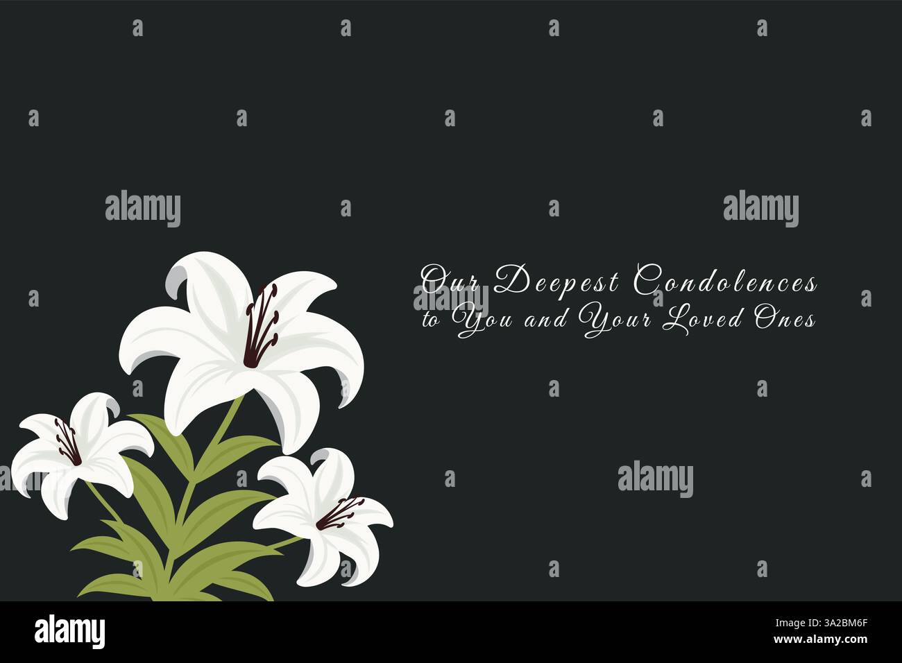condolence card with lily flowers flat vector illustration Stock Vector ...