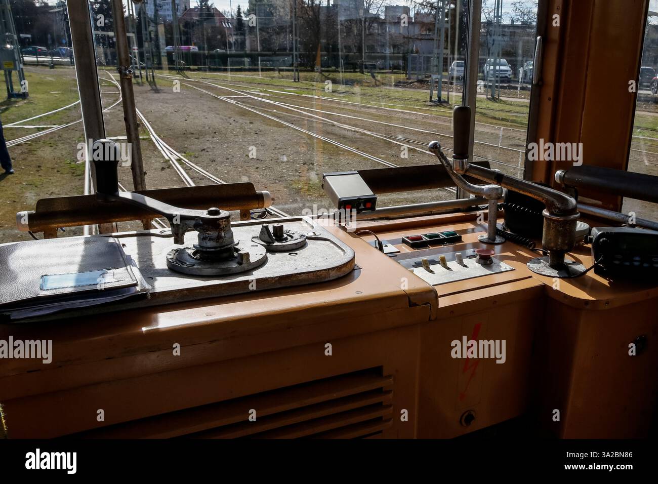 Krakow, Poland. 12th Mar, 2025. Over 100 years old tram controls are ...