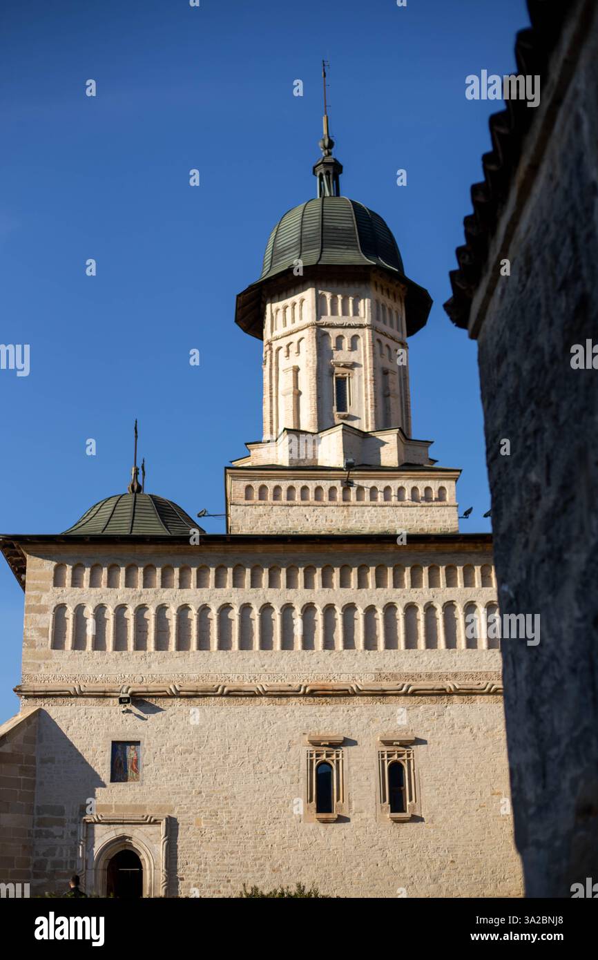 The medieval Cetatuia Monastery, a monastery of monks located on a hill ...