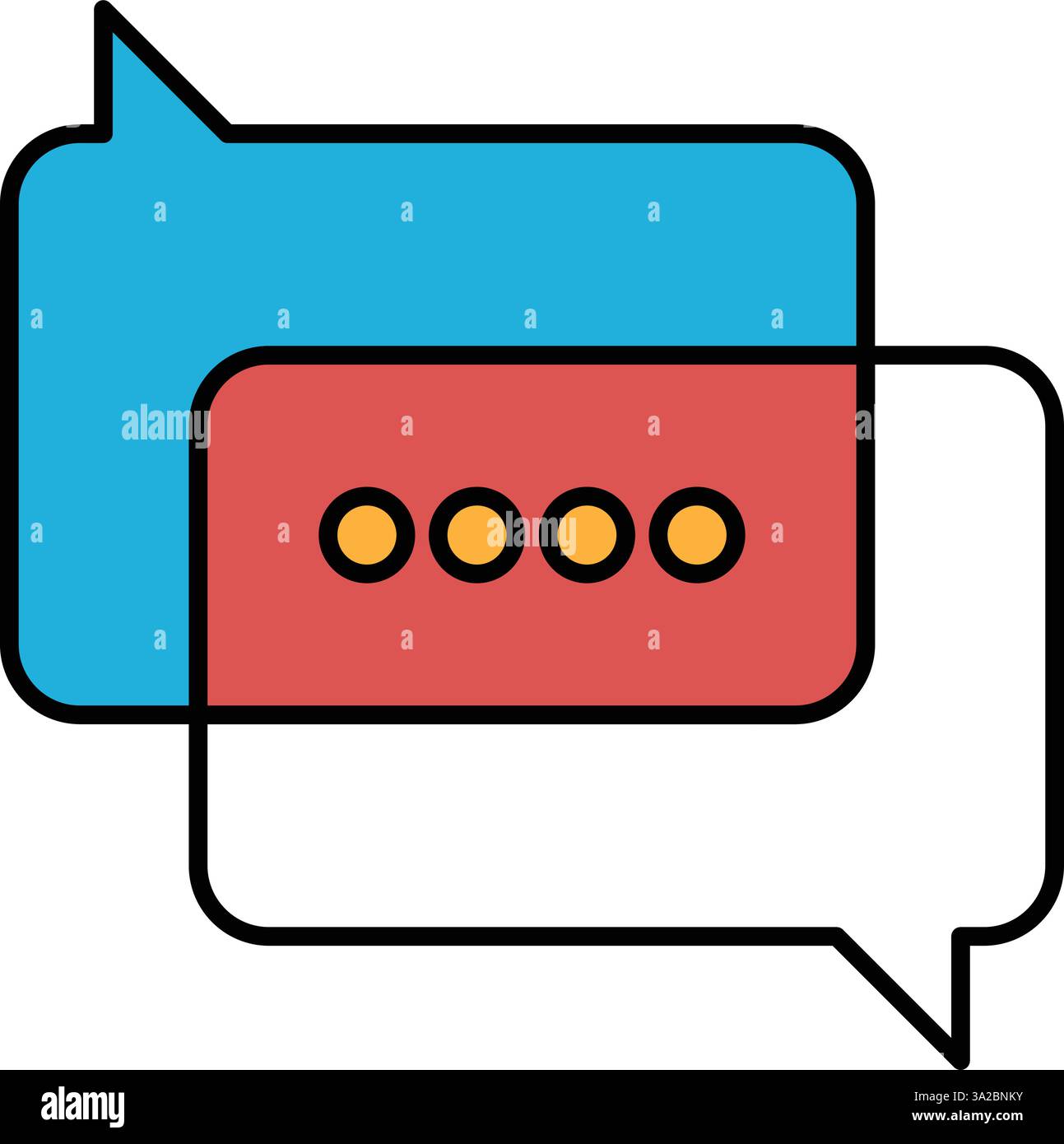 Two blue and red circles with a red dot in the middle. The circles are ...