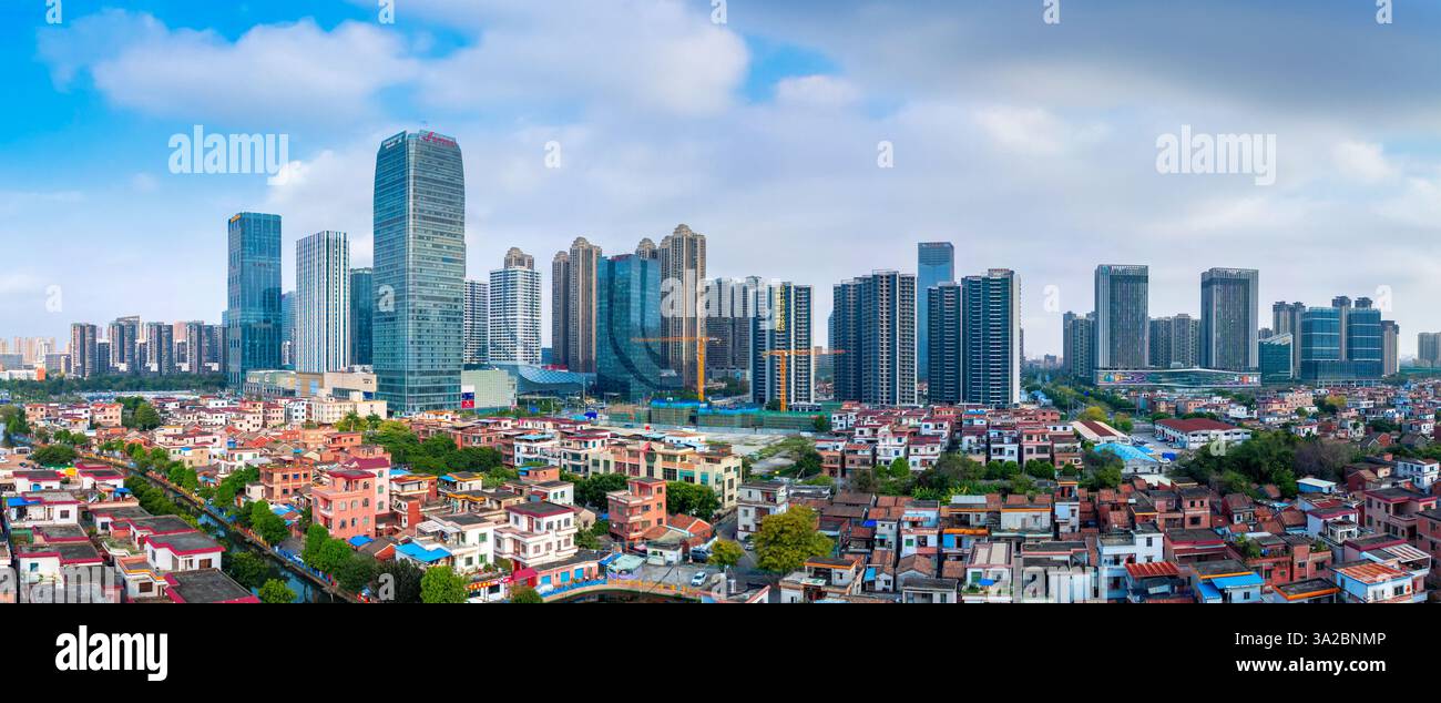 Aerial view of Qiandeng Lake Financial Hi-Tech Zone, Foshan City ...
