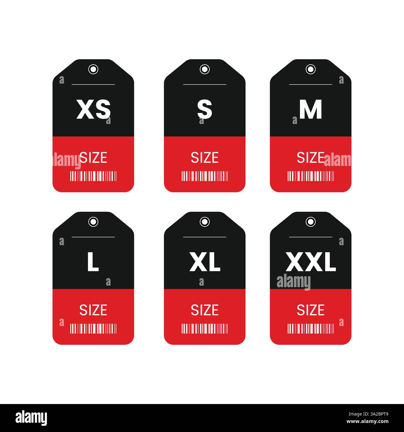 Clothing size vector icons set. clothes size tag vector design Stock ...