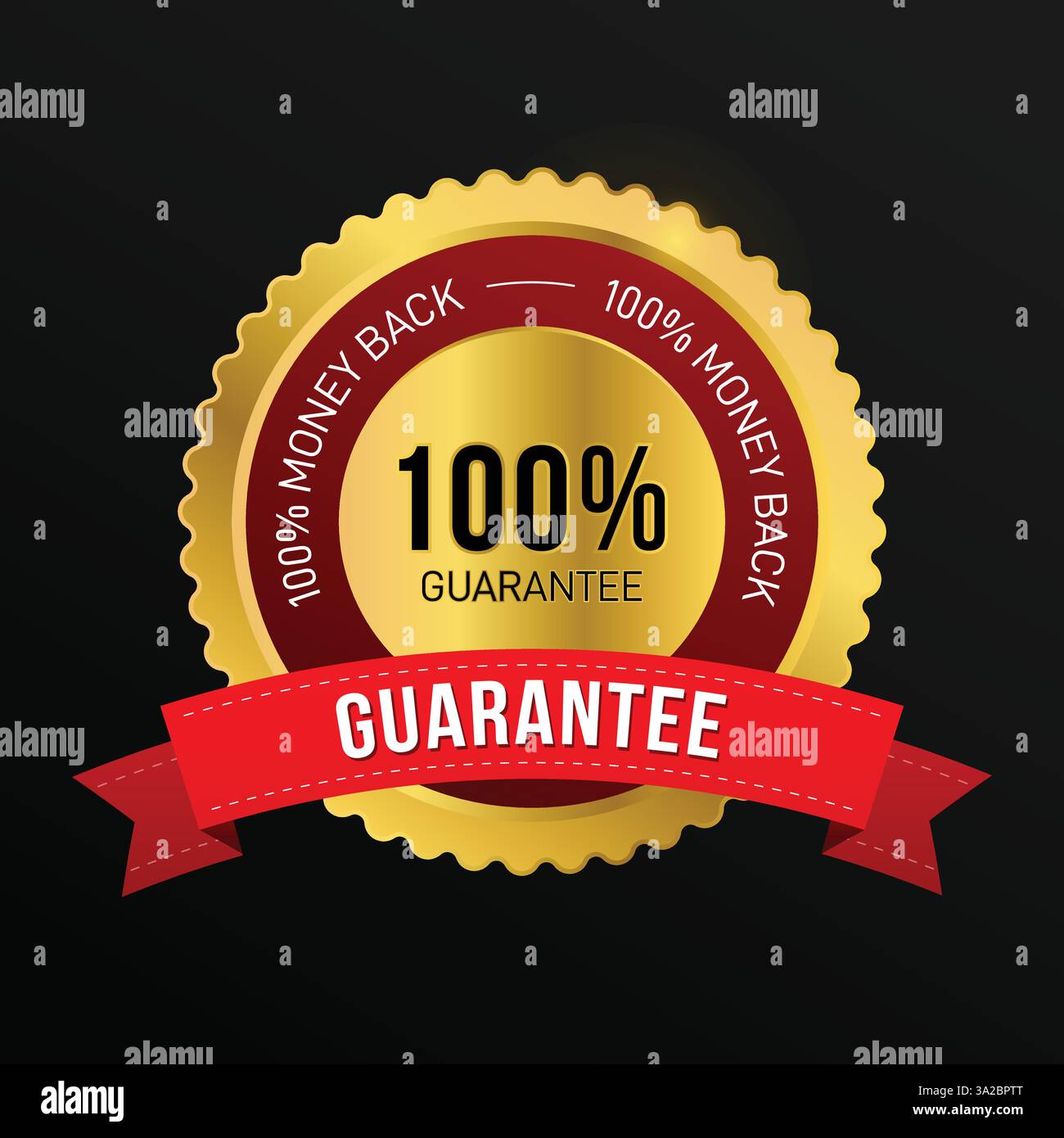 vector m100% money back guarantee golden and red design Stock Vector ...