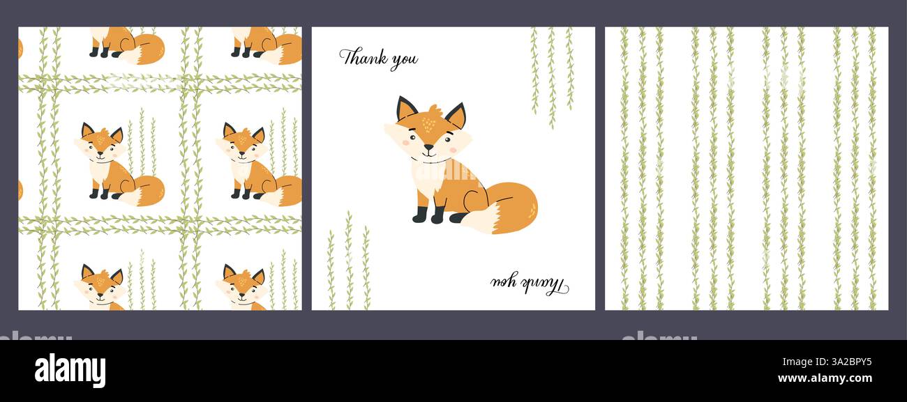 Adorable forest animals patterns with fox for creative design Stock ...