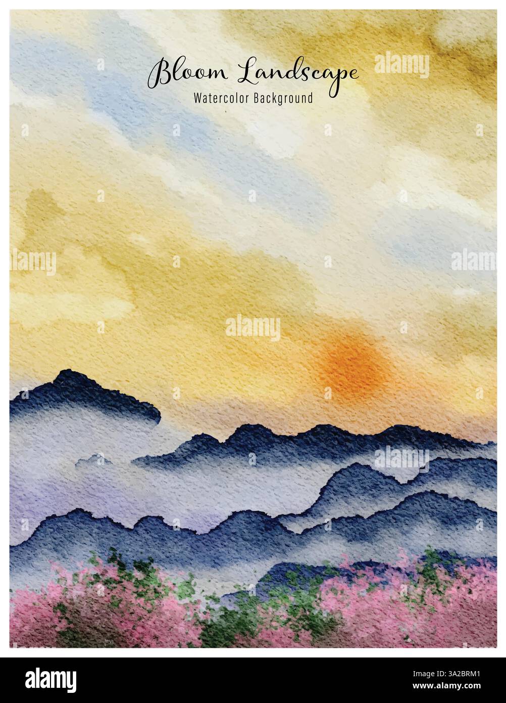Foggy mountain peaks background Stock Vector Images - Alamy