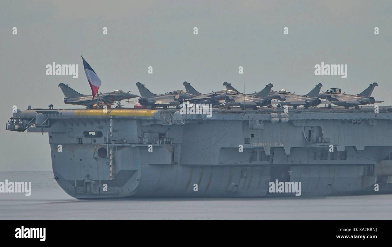 French Carrier Strike Group flagship FS Charles De Gaulle Stock Photo ...
