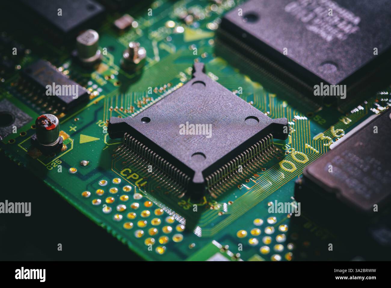 Computer circuit board closeup. CPU, central processing unit ...