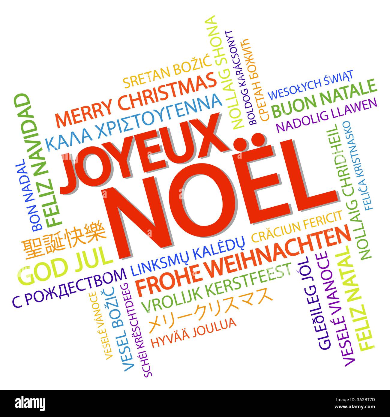 Word cloud with text Merry Christmas in different languages, in the ...