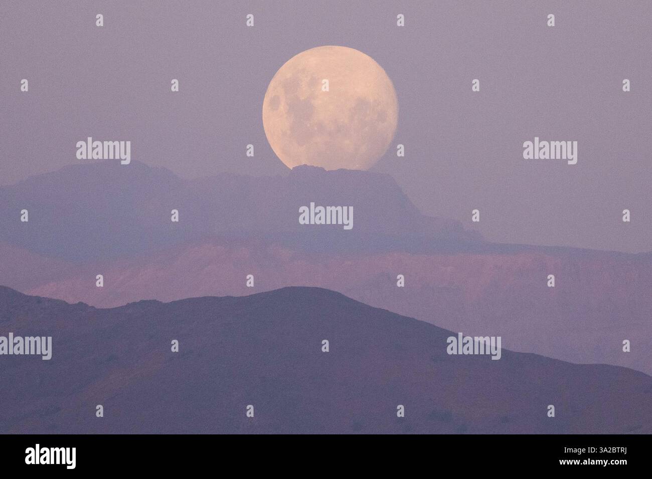 March 12, 2025, Santiago, Santiago, Chile: The almost full moon, at 97% ...