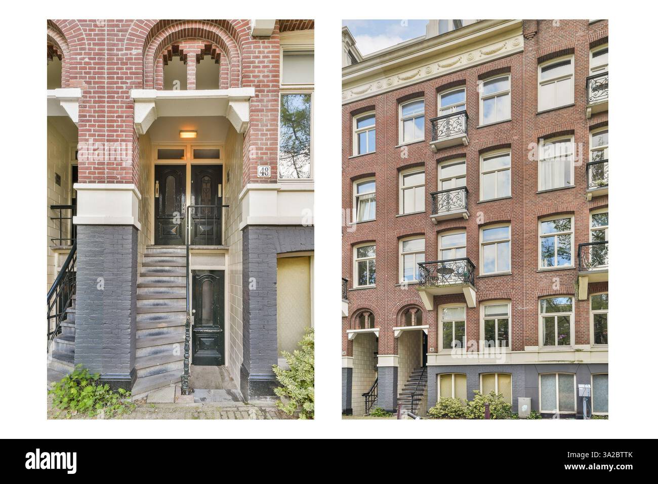 Two stunning images showcasing elegant brick buildings featuring ...
