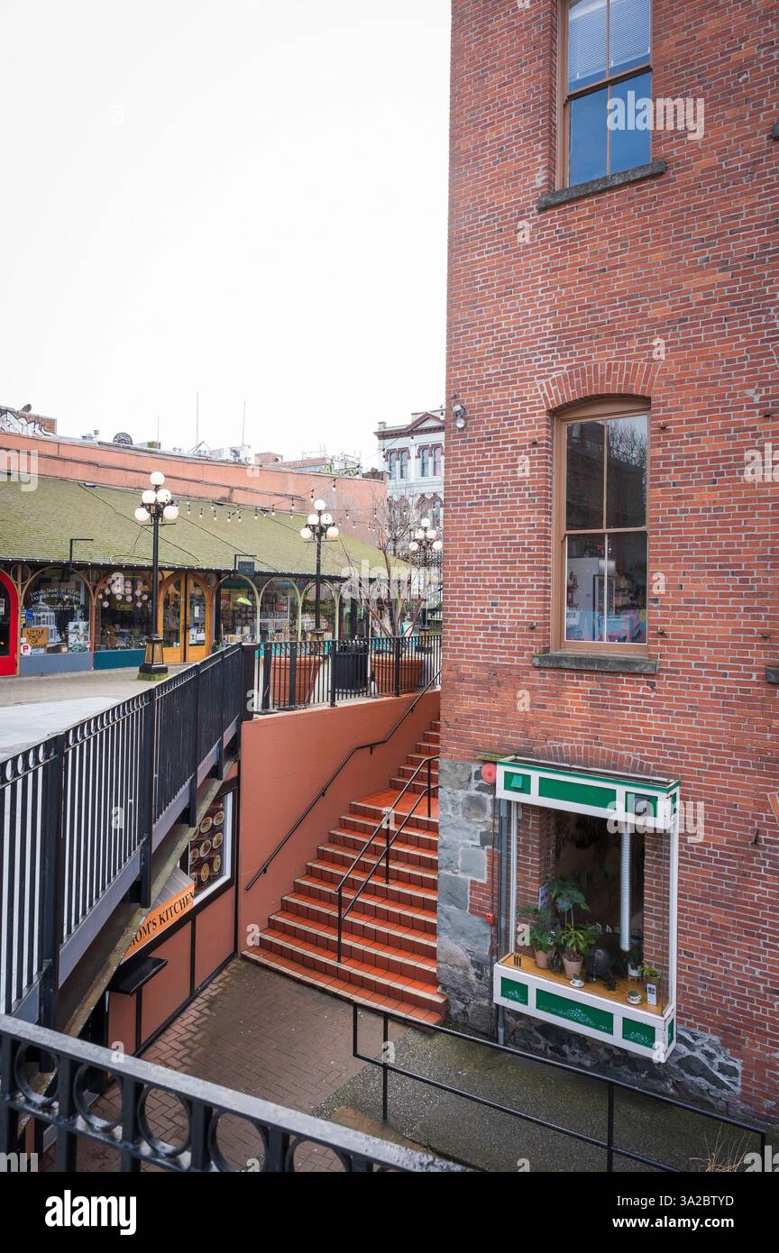 Colourful Victorian era stores along Johnson Street. And Market Square ...