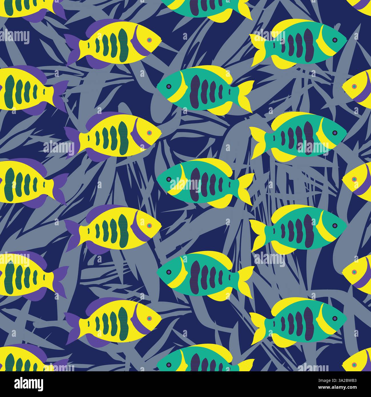 Colorful decorative fish. Decorative seamless pattern. Can be used in ...
