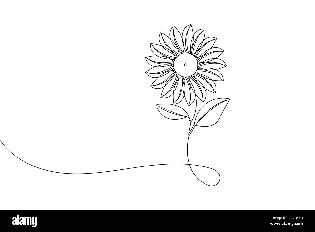 Sunflower continuous one line drawing and minimalist style isolate ...