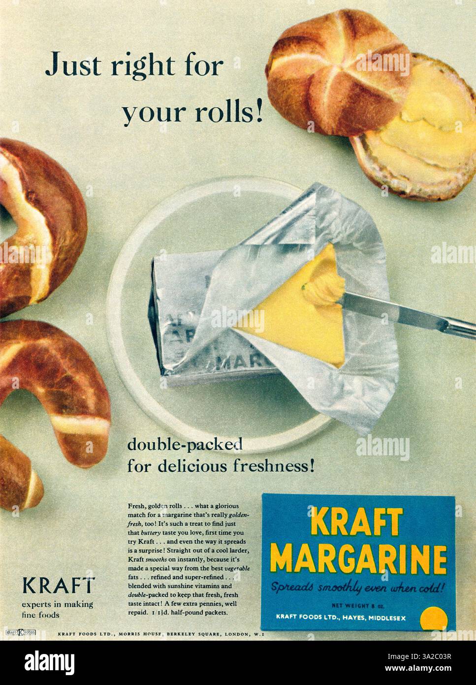 1955 British food advertisement for Kraft Margarine Stock Photo - Alamy