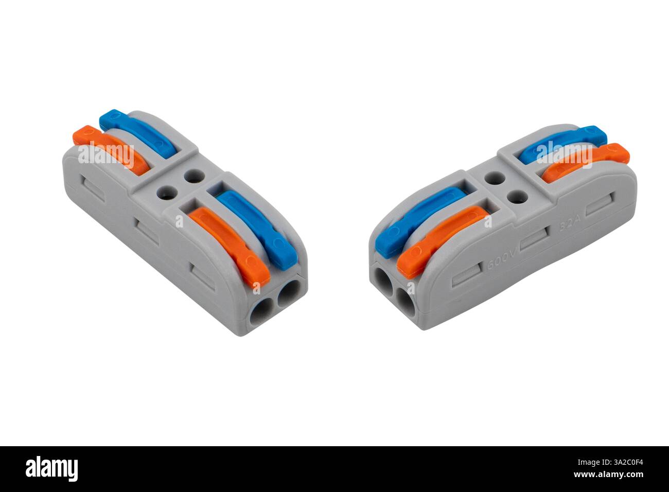 Electric Wire Connectors Terminal Strip Isolated On White Background White Plastic Electrical