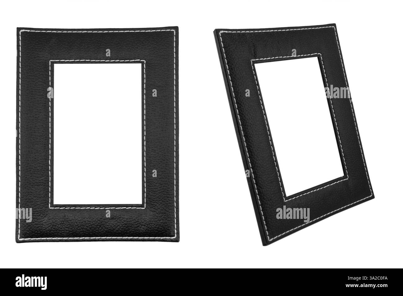 Black frame made from leather isolated on white background. Leather ...