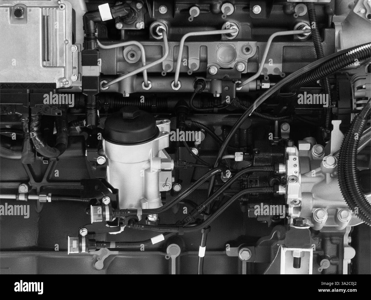 New bus or truck car engine texture background. Modern heavy duty truck ...