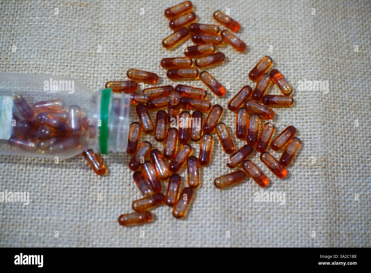 Nigella sativa oil in pills (black cumin, also known as black seed ...