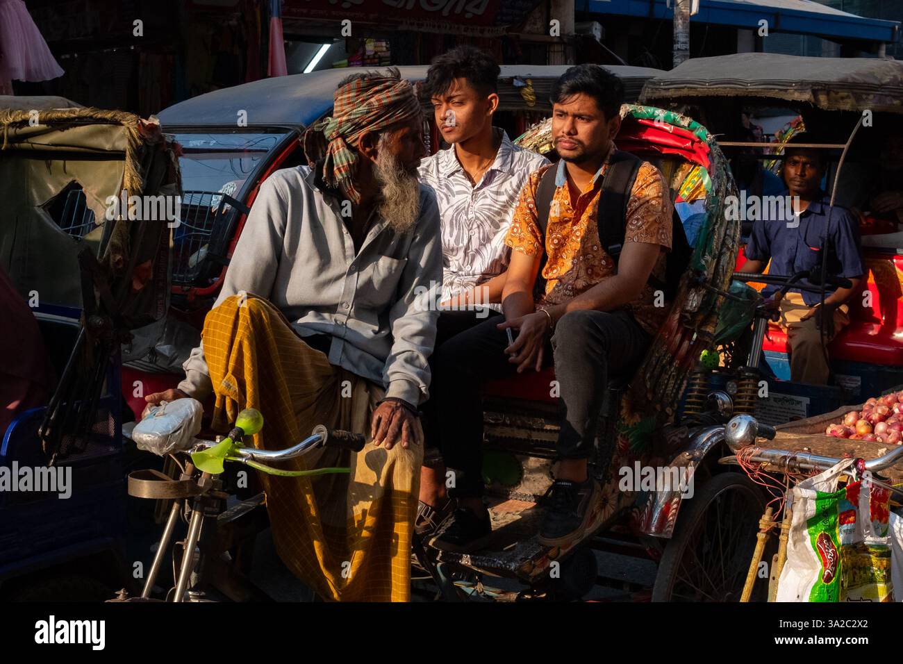 Rickshaw stuck in the street traffic , Comilla, Bangladesh Stock Photo - Alamy
