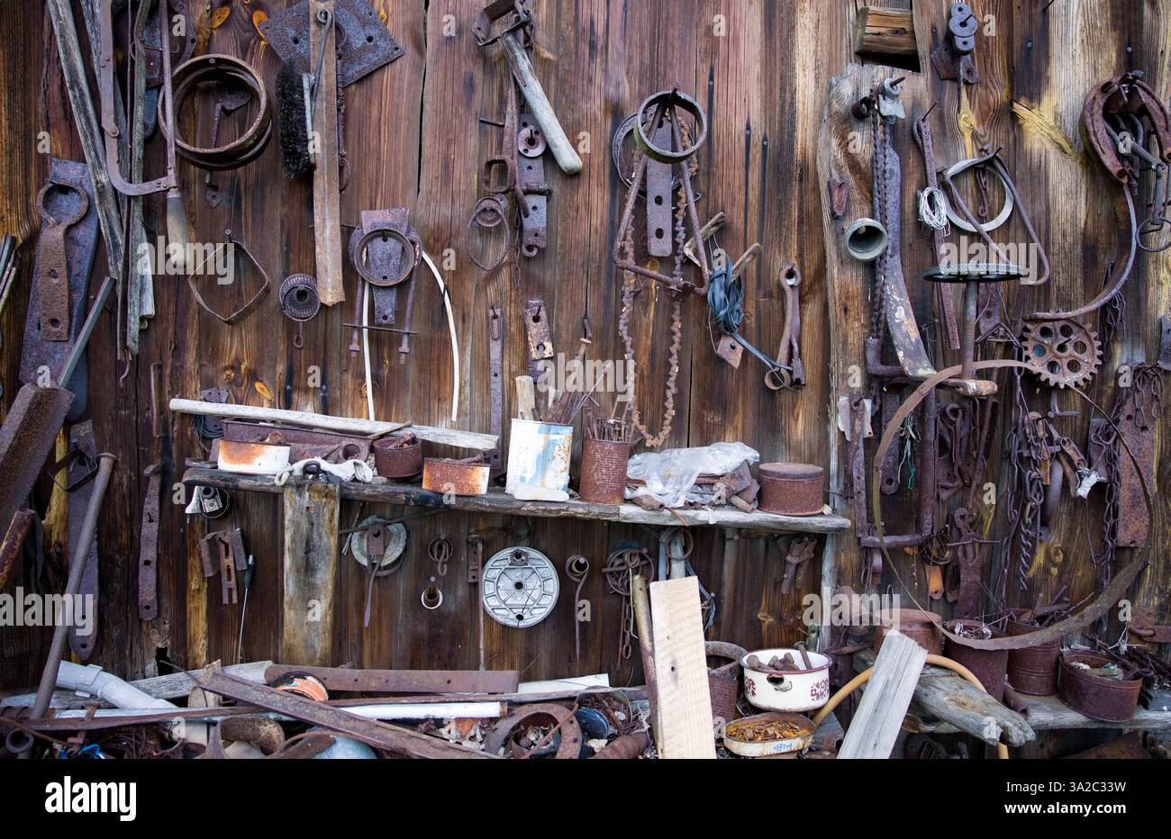Old workshop outside the barn Stock Photo - Alamy