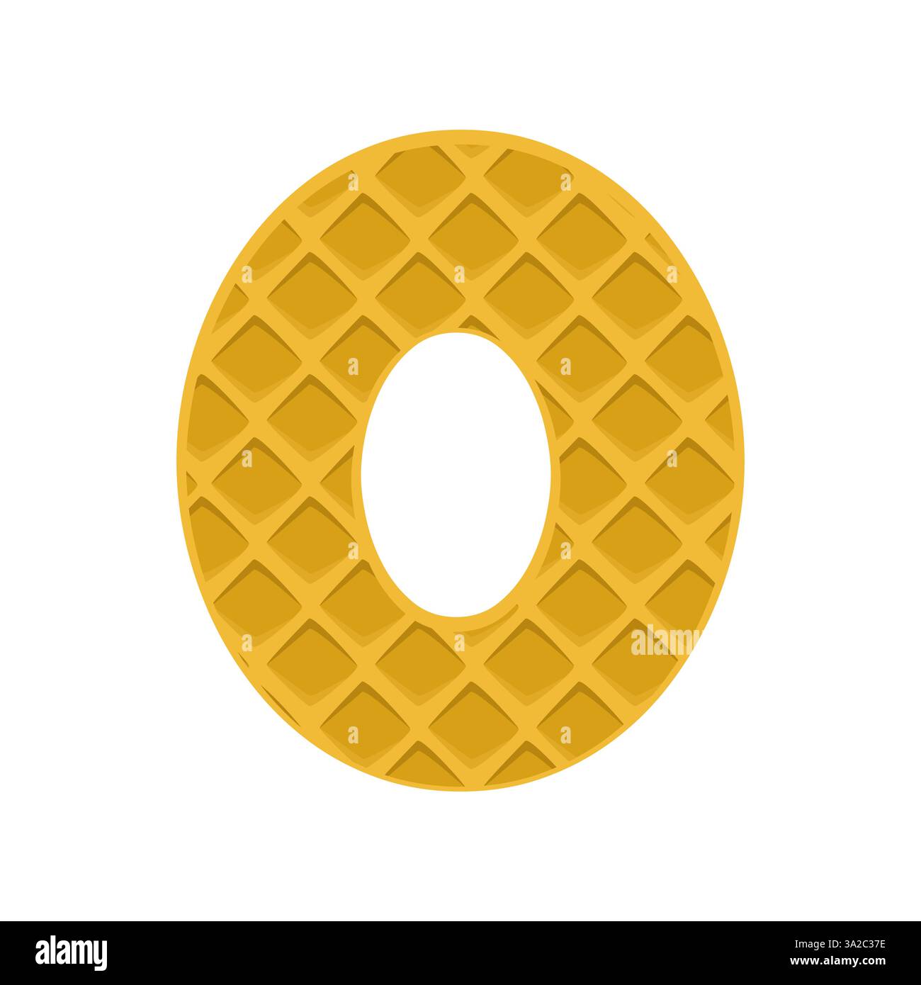 Number 0 element waffle. Crunchy waffle in the shape of number Zero ...