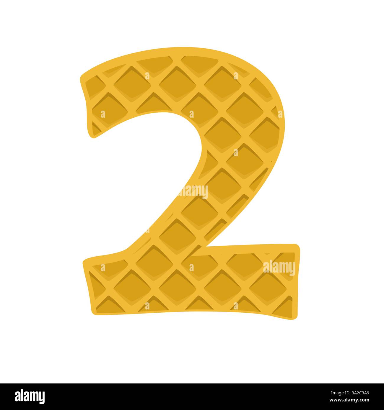 Number 2 element waffle. Crunchy waffle in the shape of number Two ...