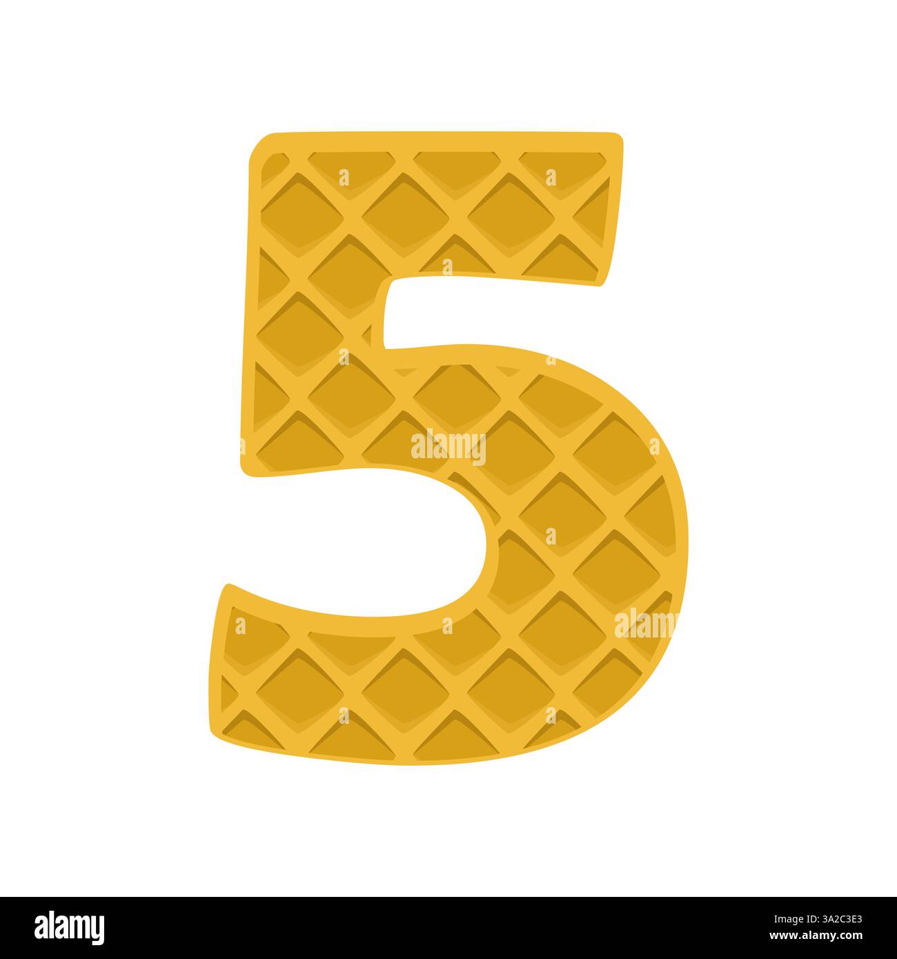 Number 5 element waffle. Crunchy waffle in the shape of number Five ...