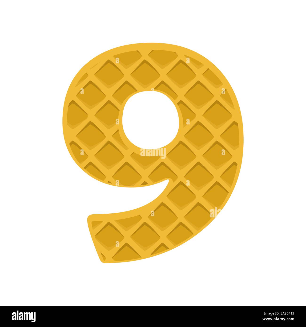 Number 9 element waffle. Crunchy waffle in the shape of number Nine ...
