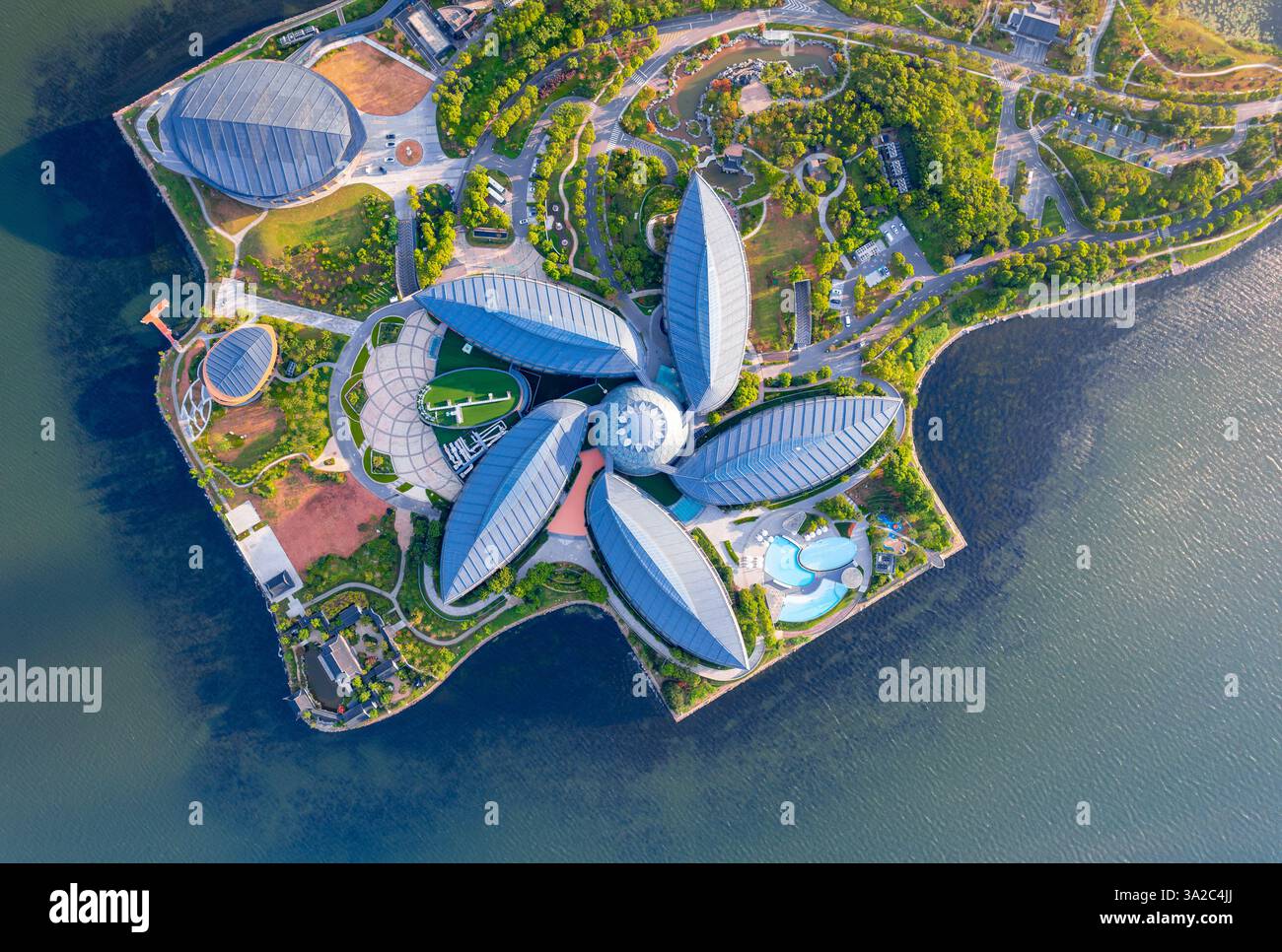 Aerial view of Dripping Lake South Island, Lingang New Town, Shanghai ...