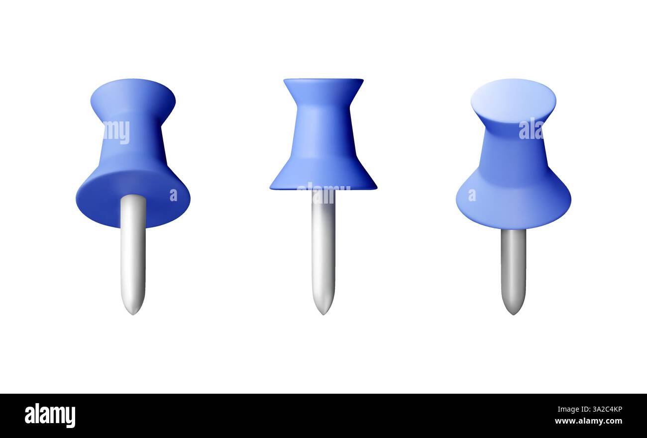 3D set of blue push pins isolated on white Stock Vector Image & Art - Alamy